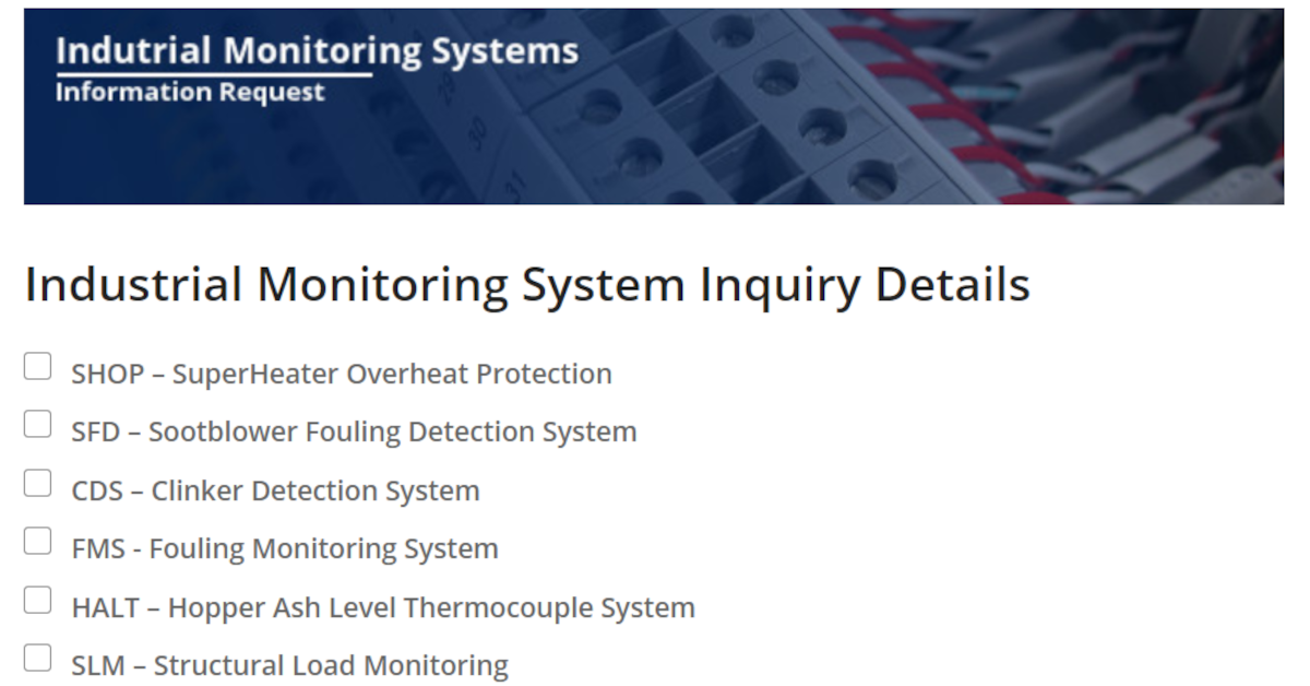 Boiler Monitoring Solutions Form | ITM